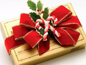 Pecan Toffee in a Velvet Bow Wrapped Gold Box